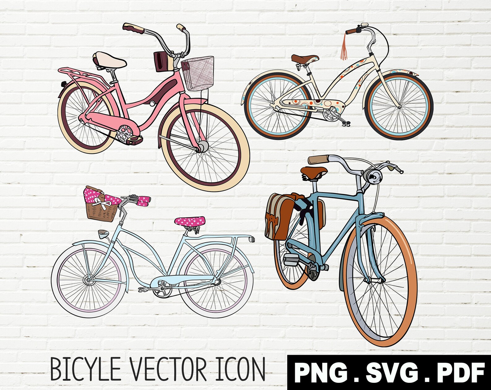 Bicycle Designs SVG PNG PDF Clipart Personal and - Etsy