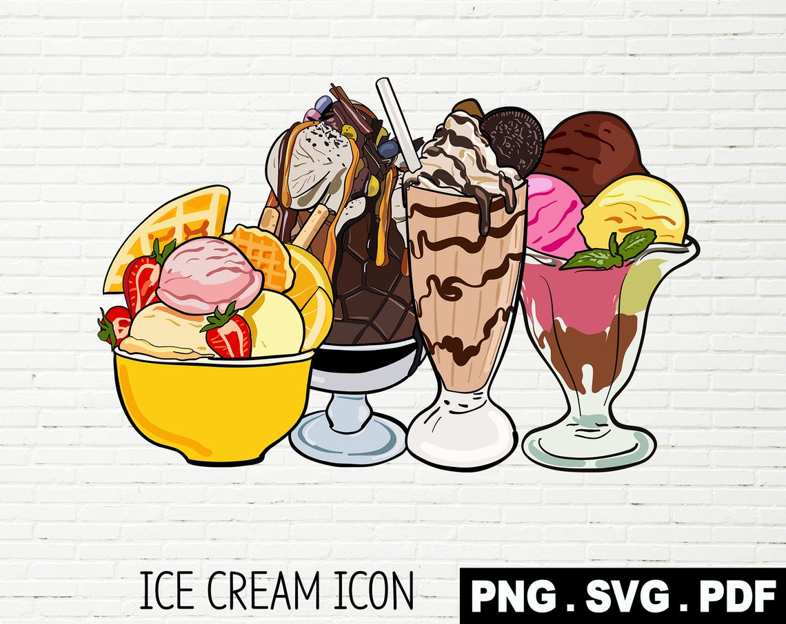 Ice Cream Designs, SVG, PNG, PDF, Clipart, Personal and Commercial Use ...