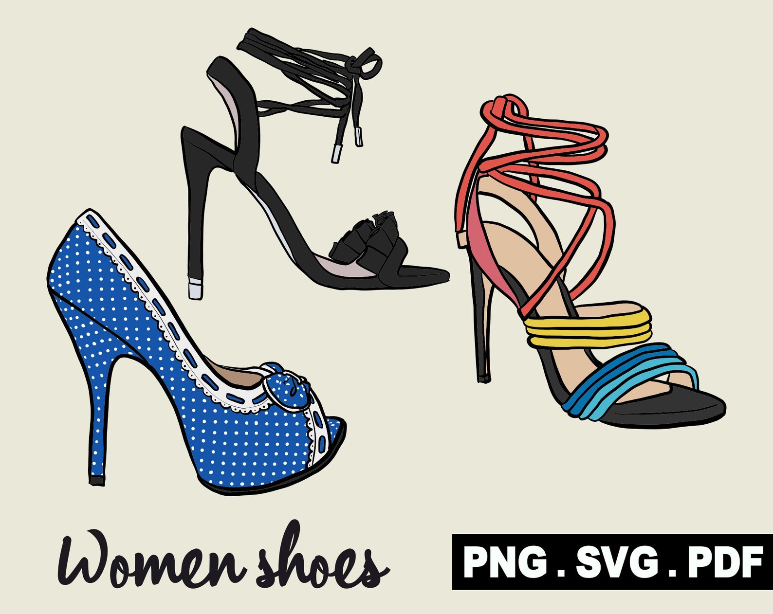 Women Shoes Designs SVG PNG PDF Clipart Personal and - Etsy