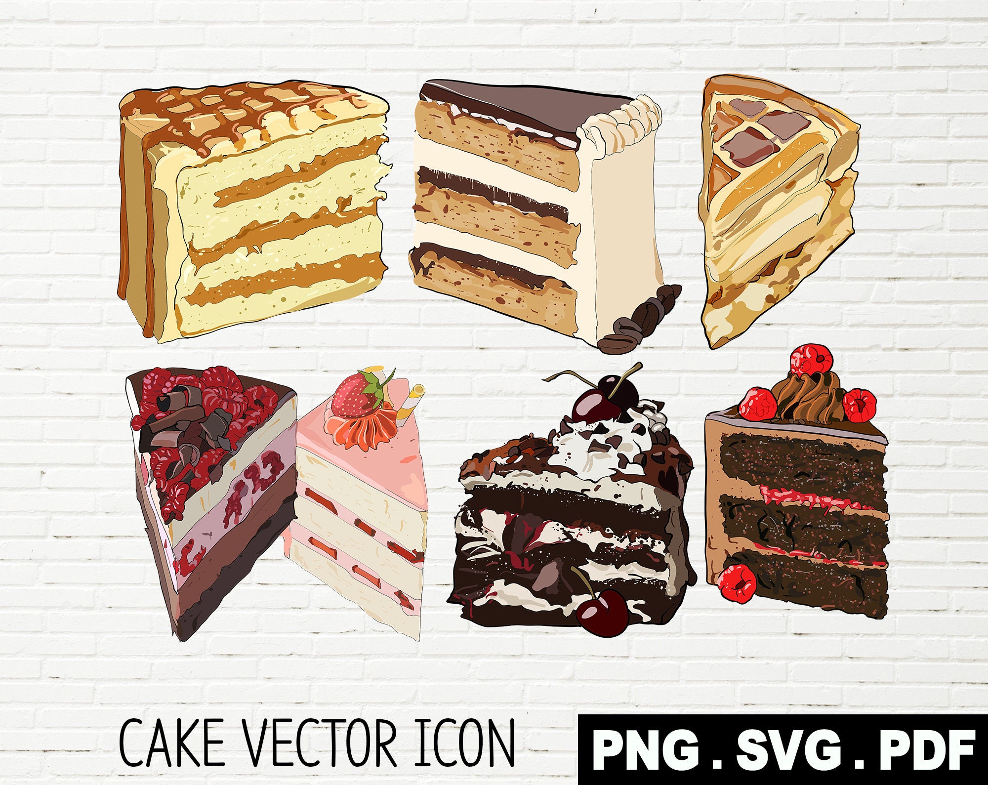 Cake Designs, SVG, PNG, PDF, Clipart, Personal and Commercial Use ...