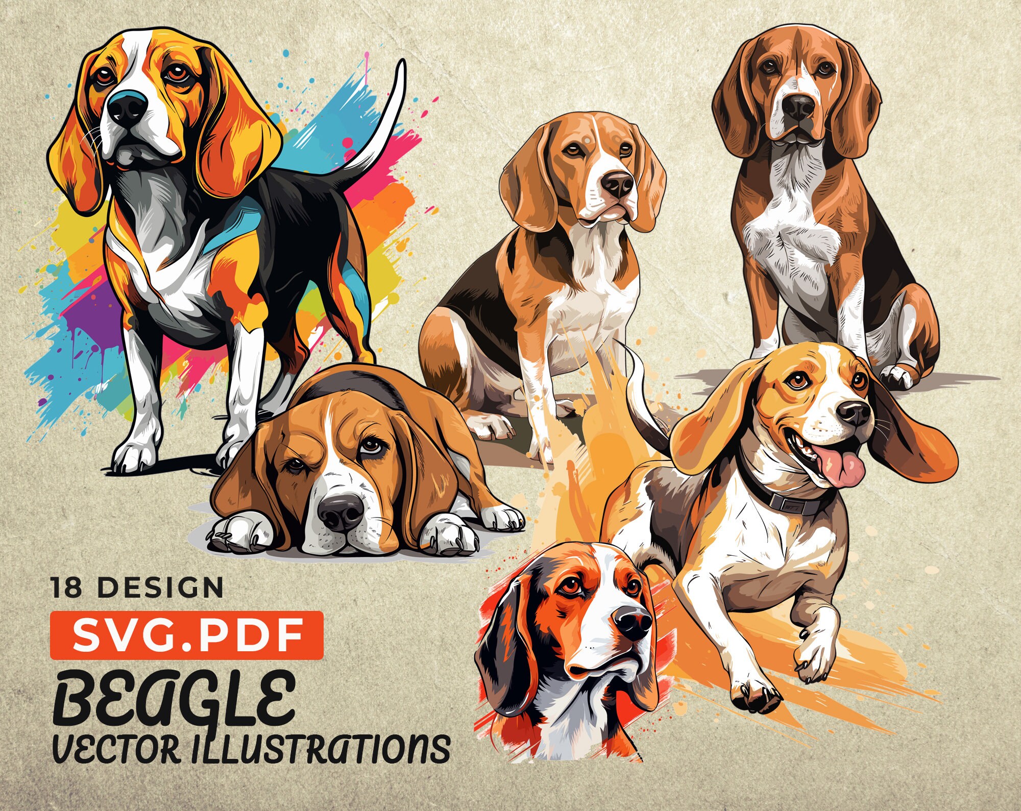 Beagle Clipart, Beagle Svg, Beagle Pdf, Beagle Hound, Beags, Snoopy ...