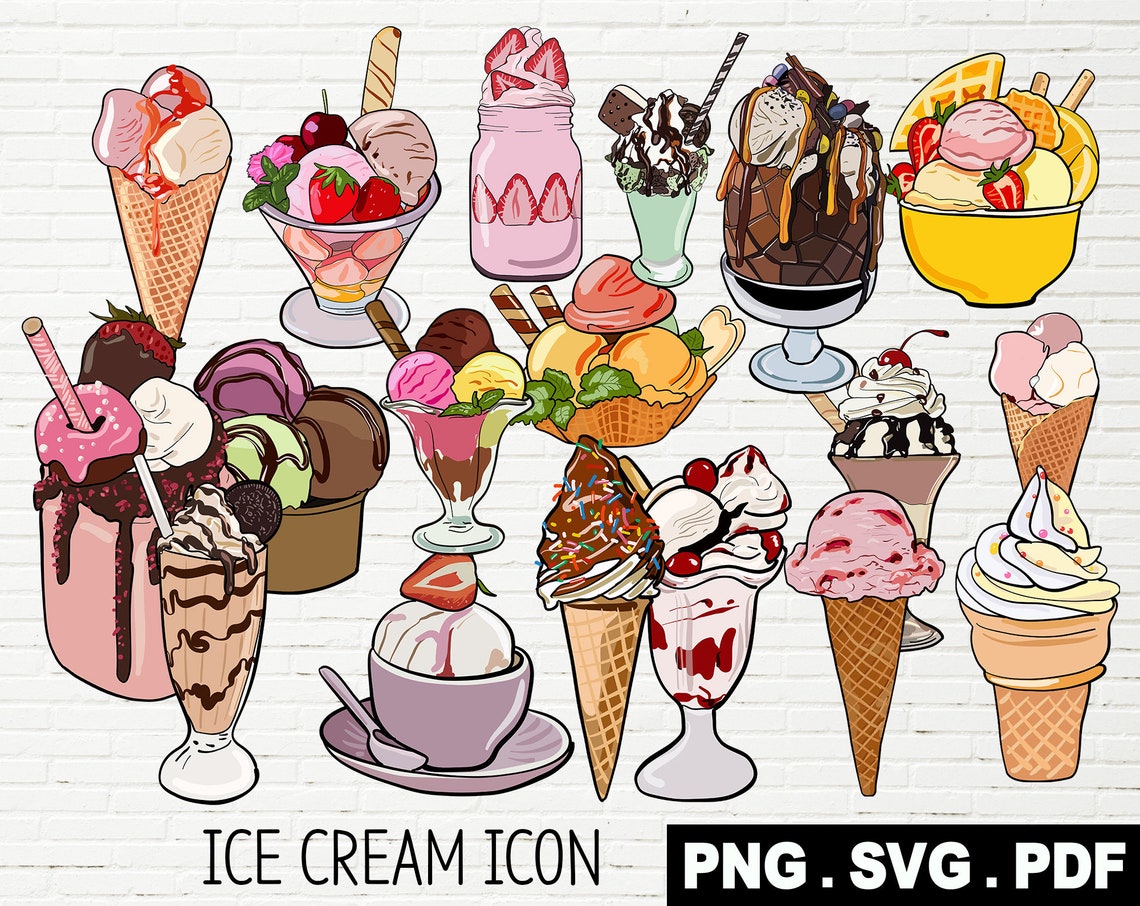 Ice Cream Designs, SVG, PNG, PDF, Clipart, Personal and Commercial Use ...