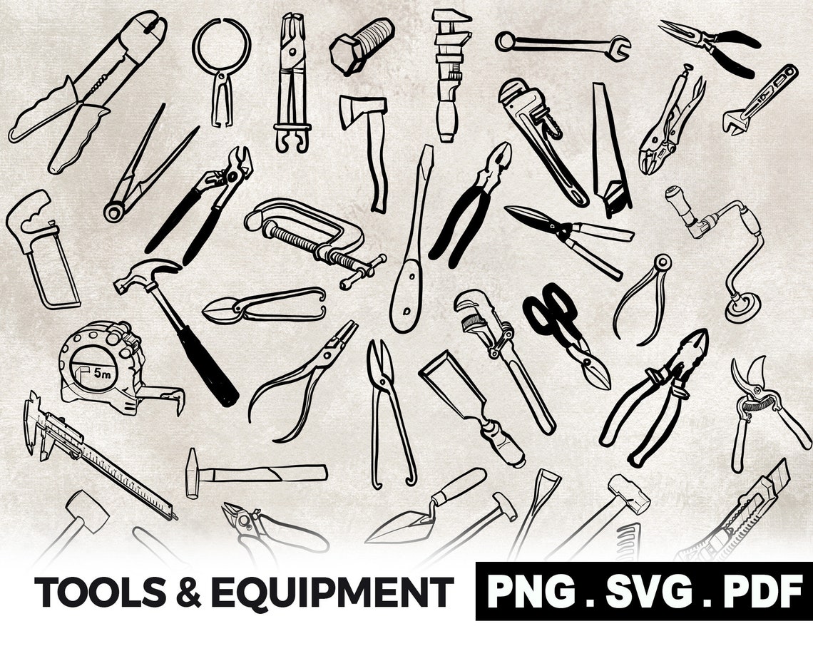 Tools & Equipment, Toolkit Designs SVG PNG PDF, Clipart, Personal and ...