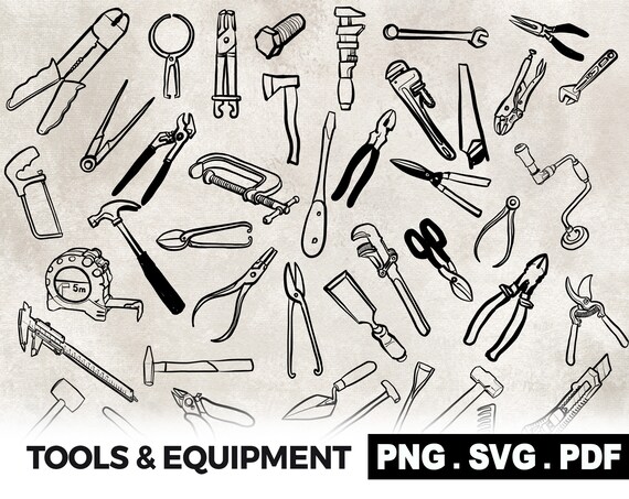 Tools & Equipment Toolkit Designs SVG PNG PDF Clipart | Etsy