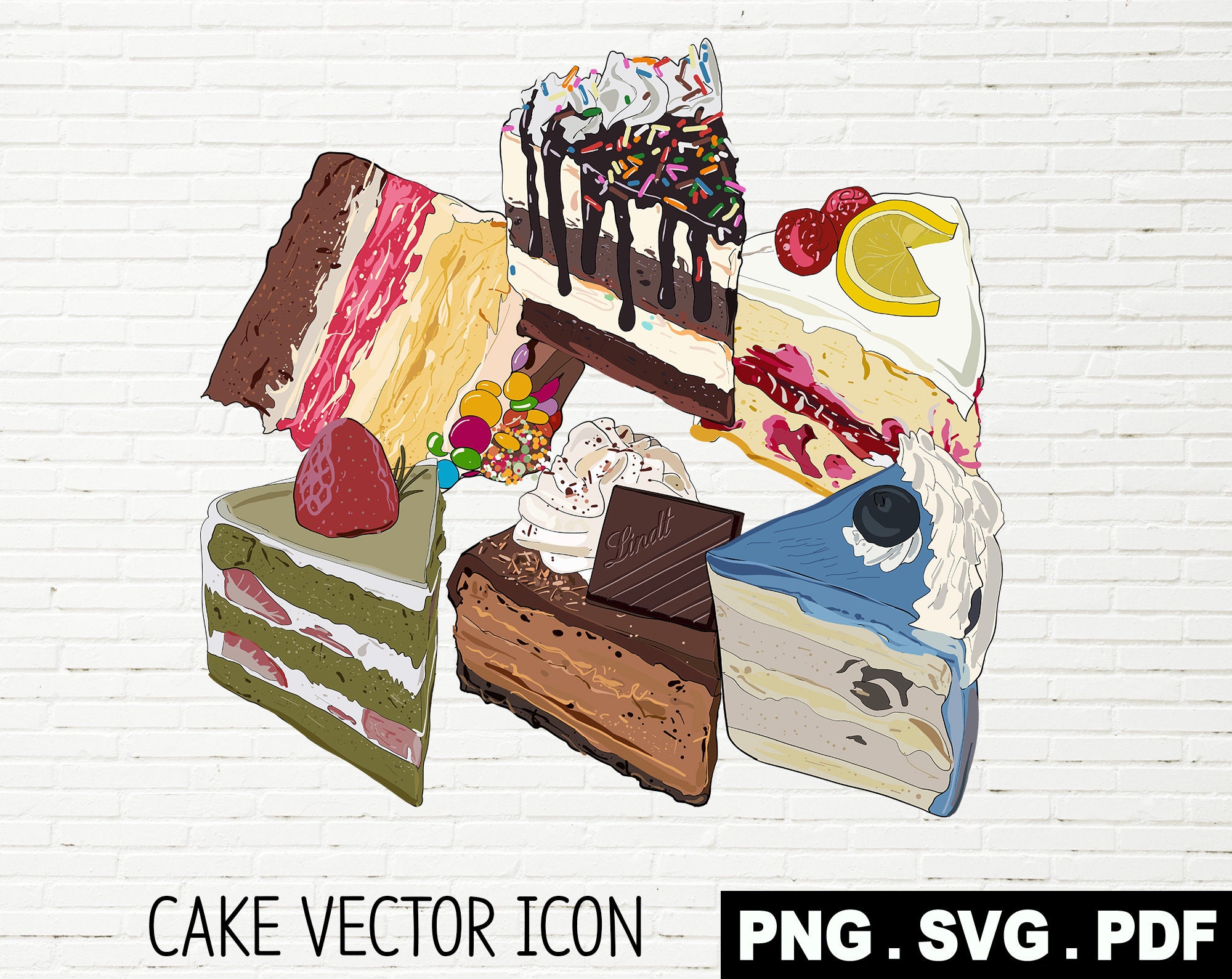 Cake Designs, SVG, PNG, PDF, Clipart, Personal and Commercial Use ...
