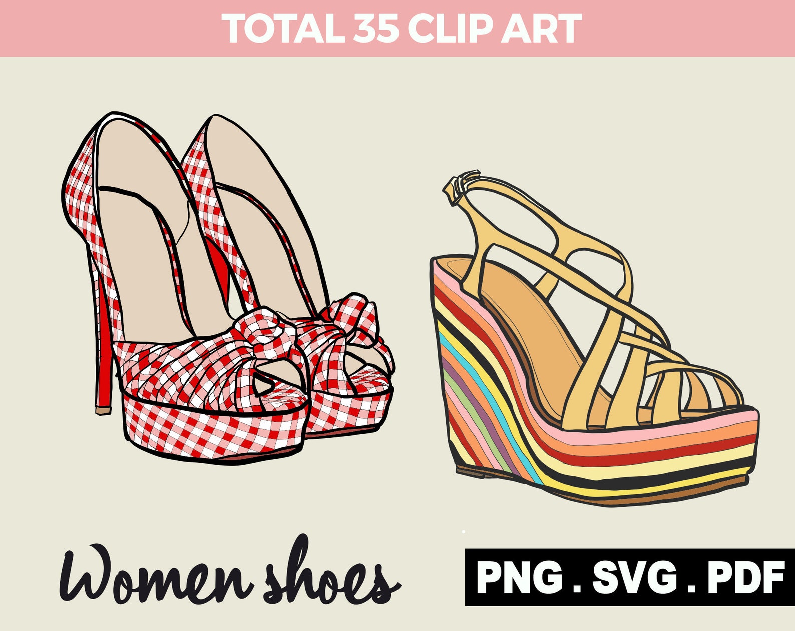 Women Shoes Designs SVG PNG PDF Clipart Personal and - Etsy