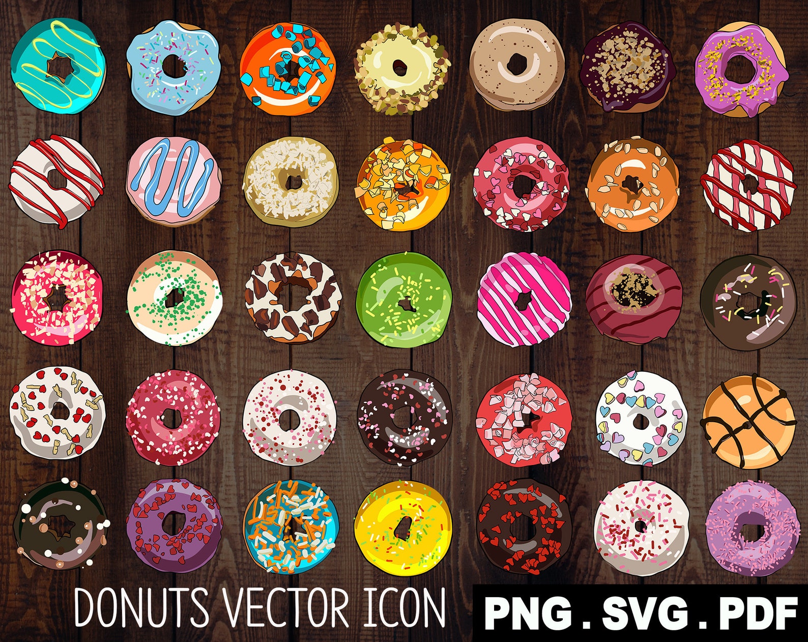 Donuts Designs, SVG, PNG, PDF, Clipart, Personal and Commercial Use ...