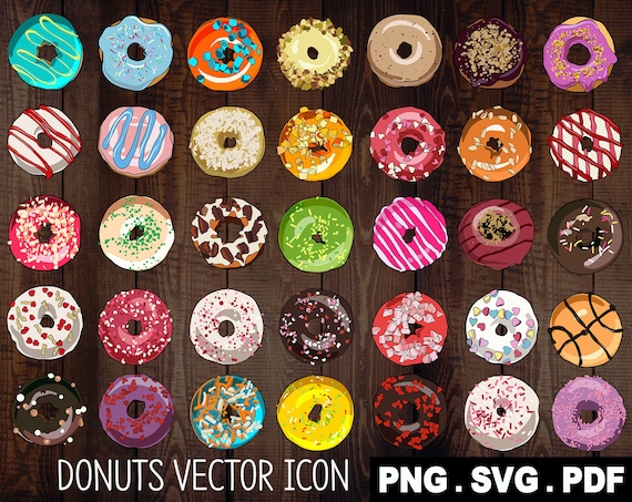 Diseños de donas SVG PNG PDF Clipart Uso personal y - Etsy España