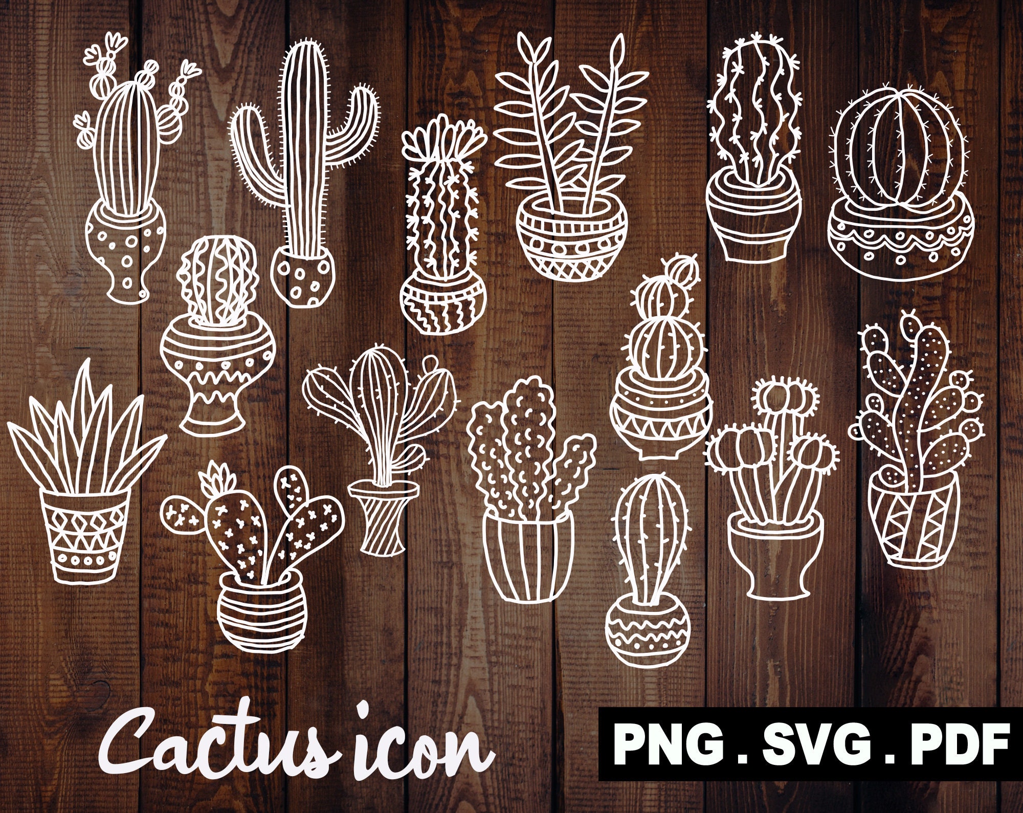 Cactus Designs SVG PNG PDF, Clipart, Personal and Commercial Use ...