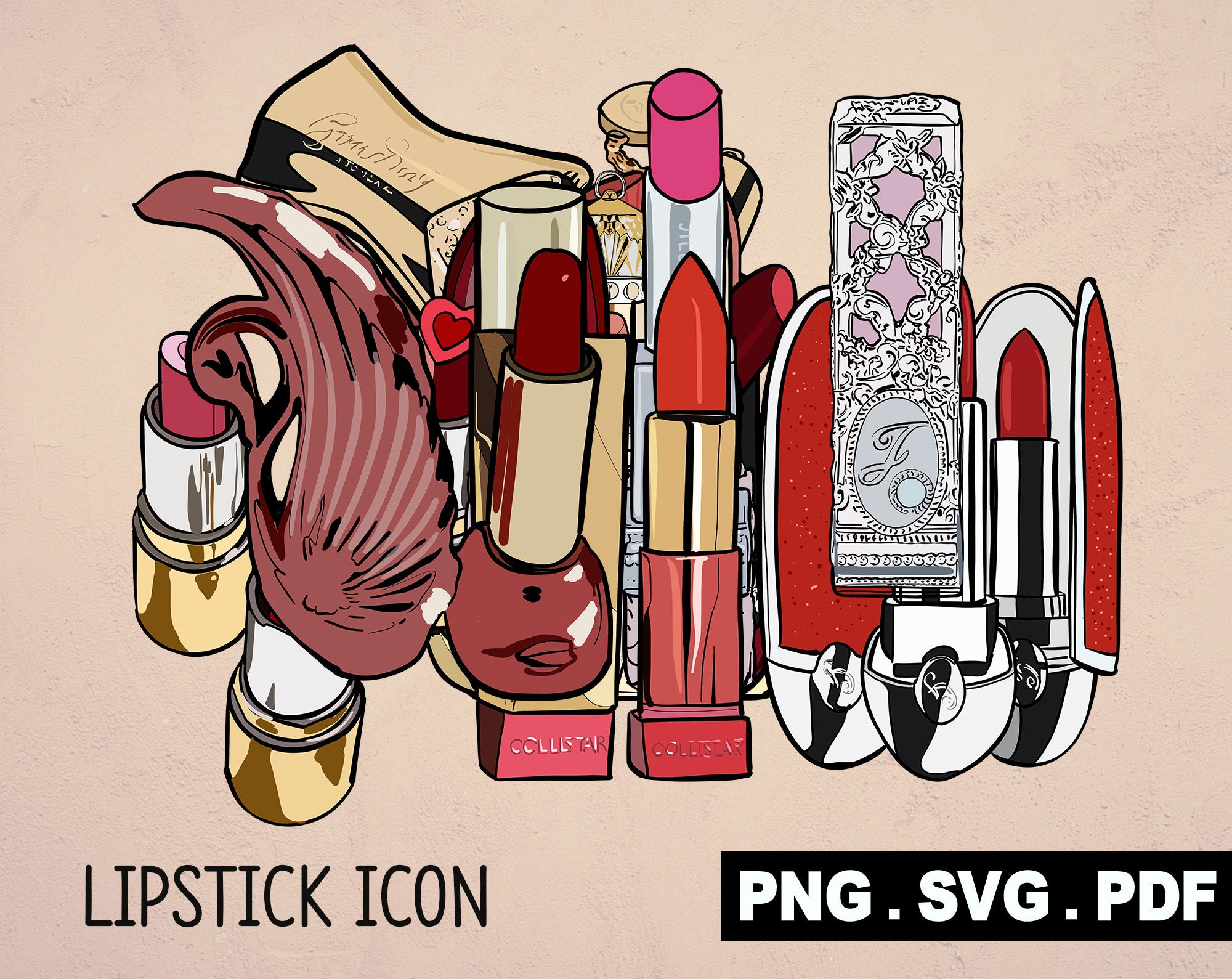 Lipstick Designs, SVG, PNG, PDF, Clipart, Personal and Commercial Use ...