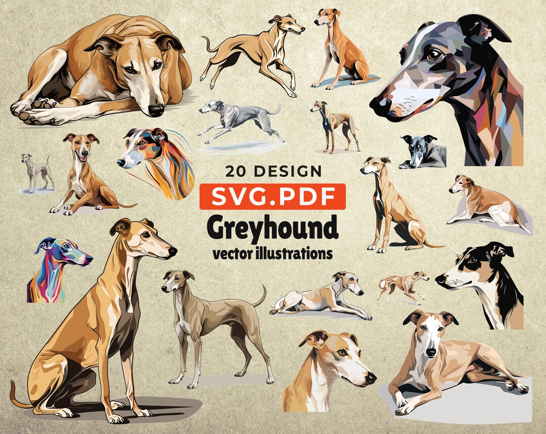 Greyhound Clipart, Greyhound Svg, Greyhound Pdf, Grey, Speedster ...