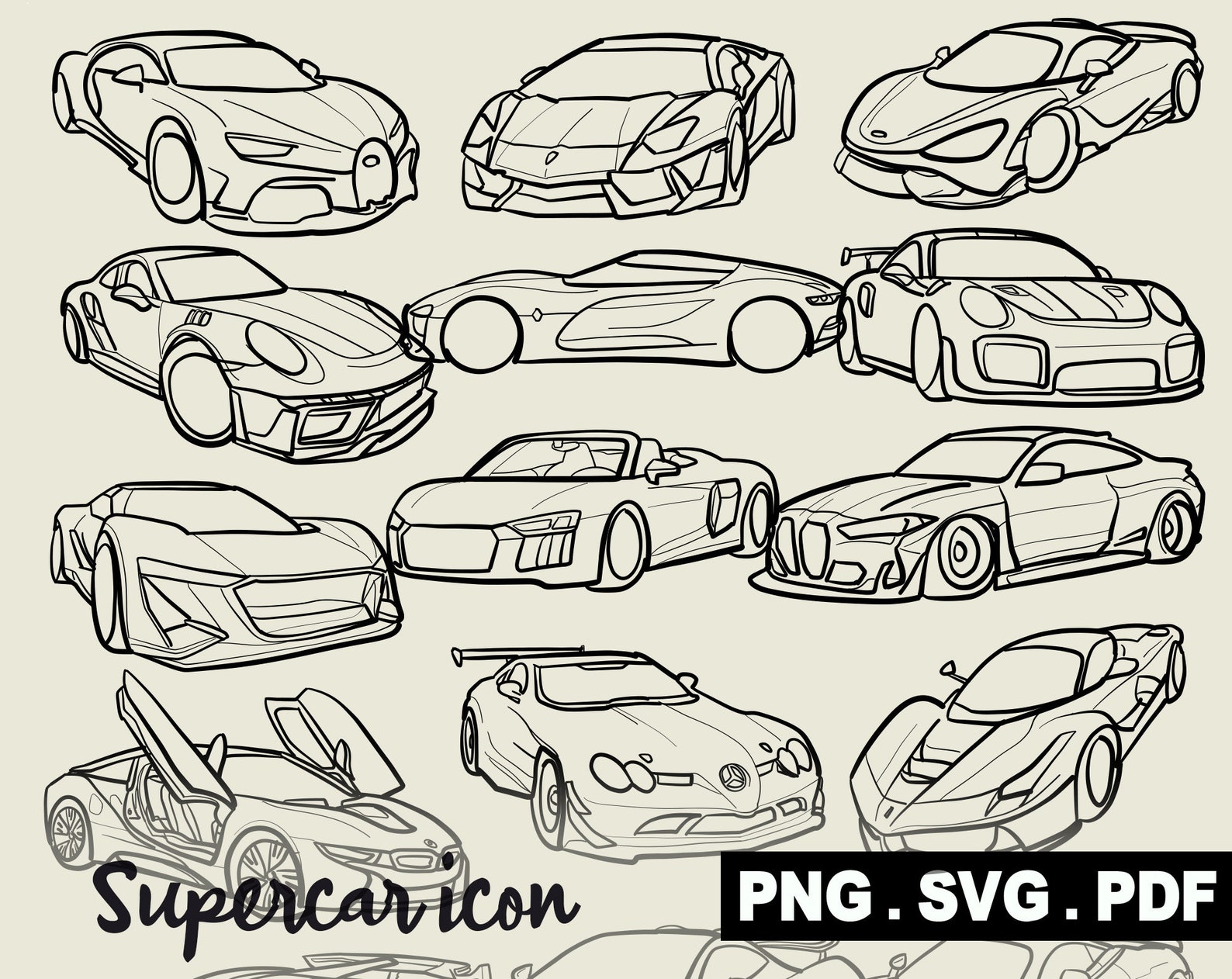 Super Car Designs SVG PNG PDF, Clipart, Personal and Commercial Use ...