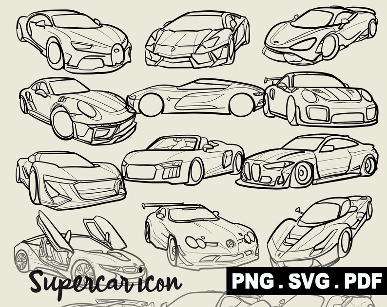 Super Car Designs SVG PNG PDF, Clipart, Personal and Commercial Use ...