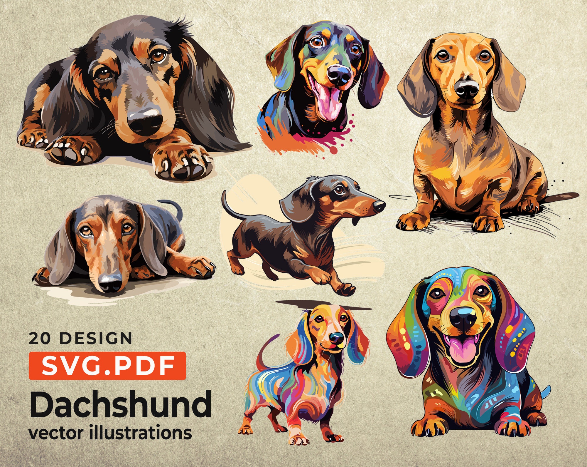 Dachshund Clipart, Dachshund Svg, Dachshund Pdf, Wiener Dog, Doxie ...