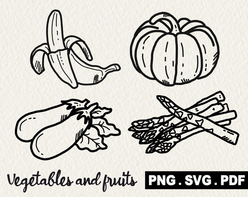 Vegetables and Fruits Designs SVG PNG PDF, Clipart, Personal and ...