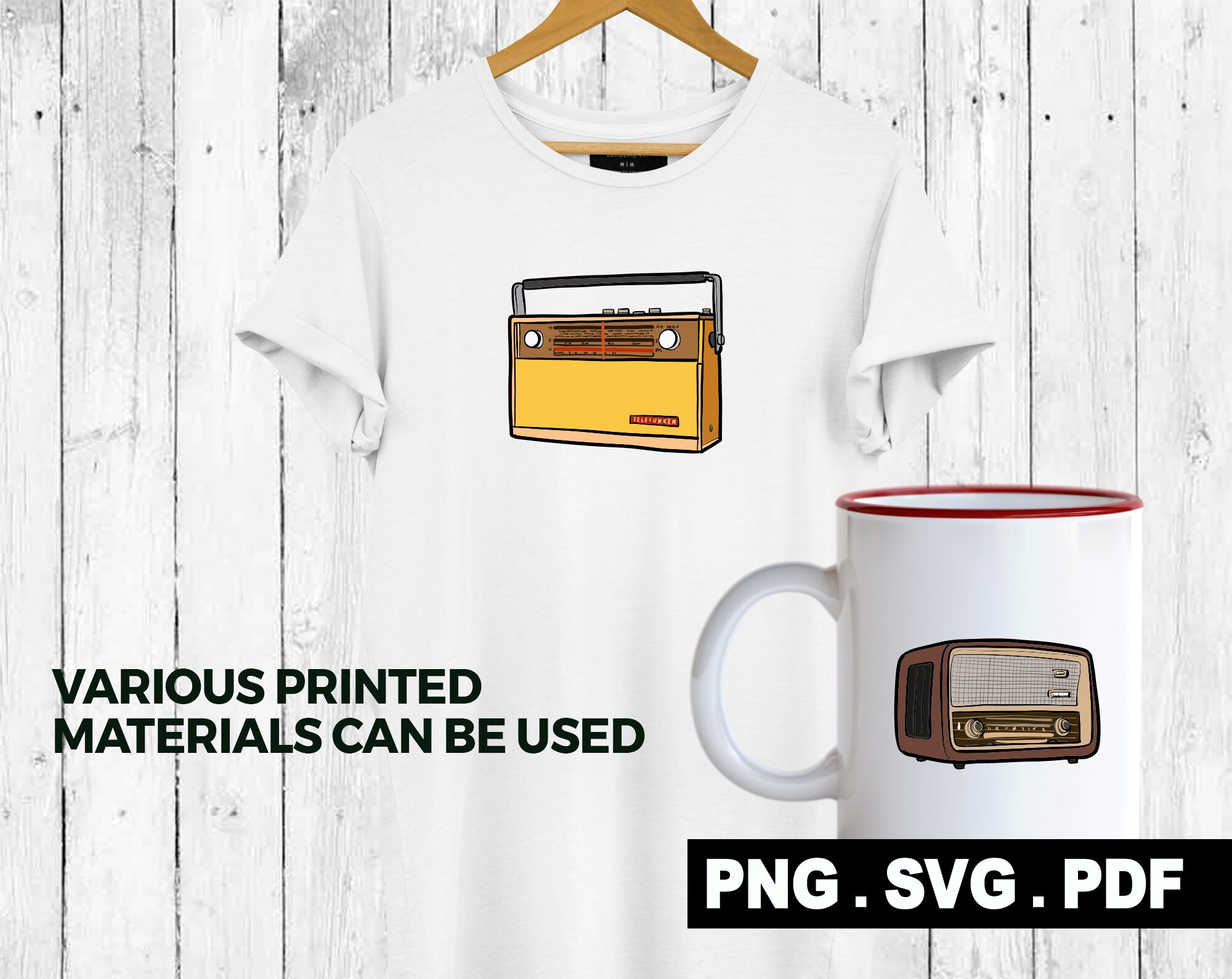 Vintage Radio Designs SVG PNG PDF, Clipart, Personal and Commercial Use ...