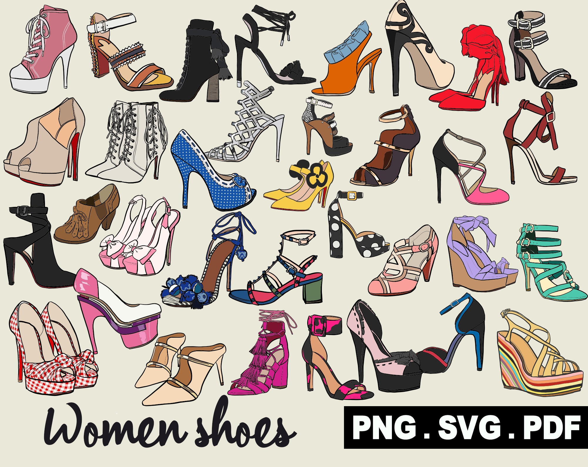 Women Shoes Designs SVG PNG PDF Clipart Personal and - Etsy