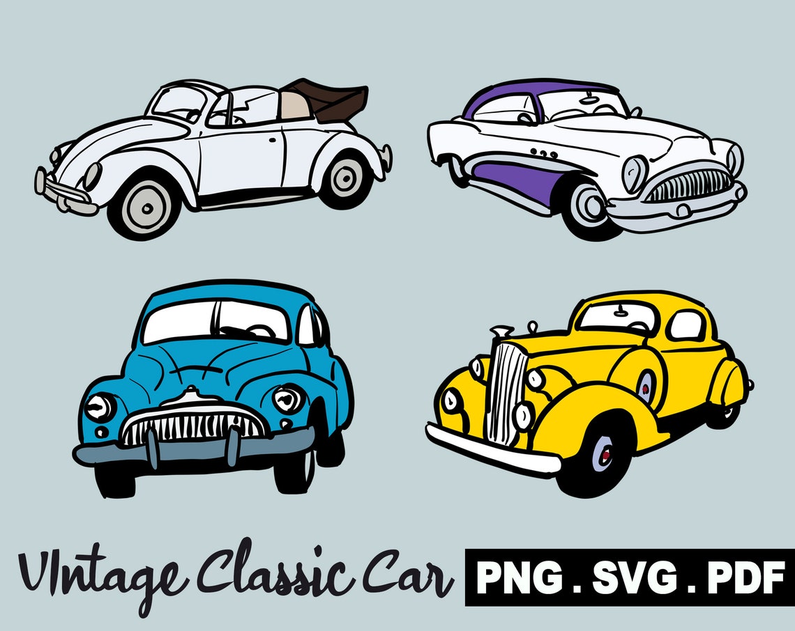 Vintage Classic Car Designs SVG PNG PDF, Clipart, Personal and ...