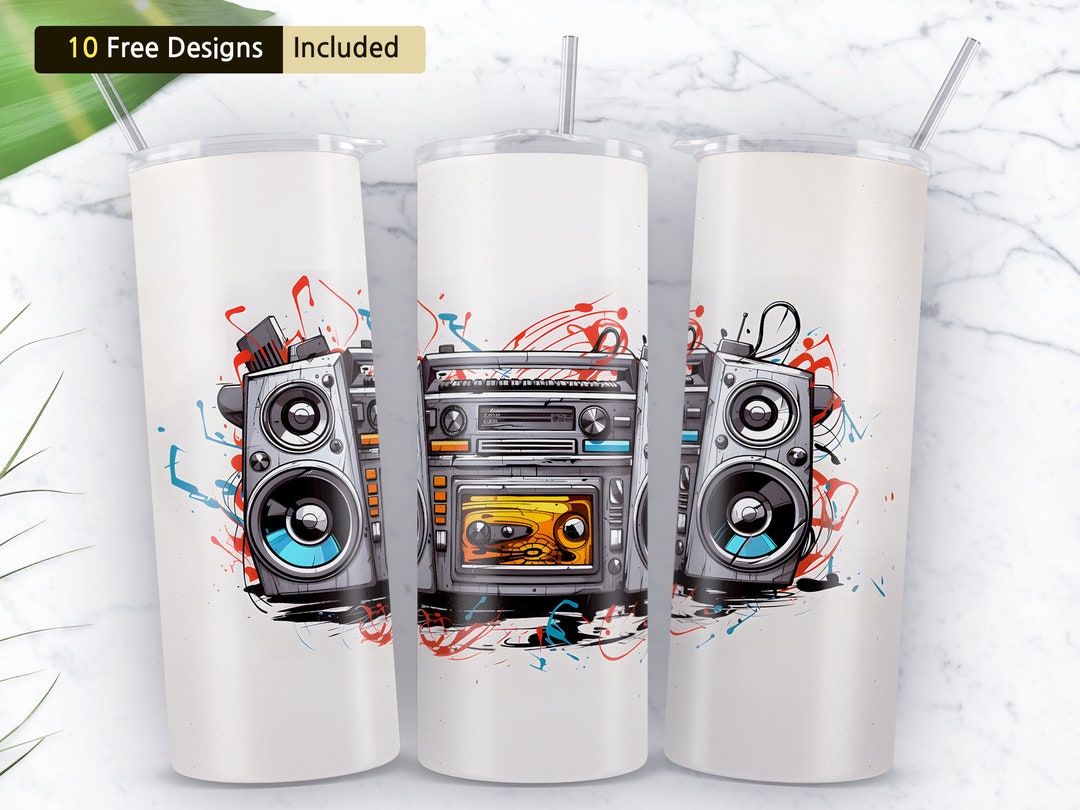Boombox Poster 20 Oz Skinny Tumbler Sublimation Design, Instant Digital ...
