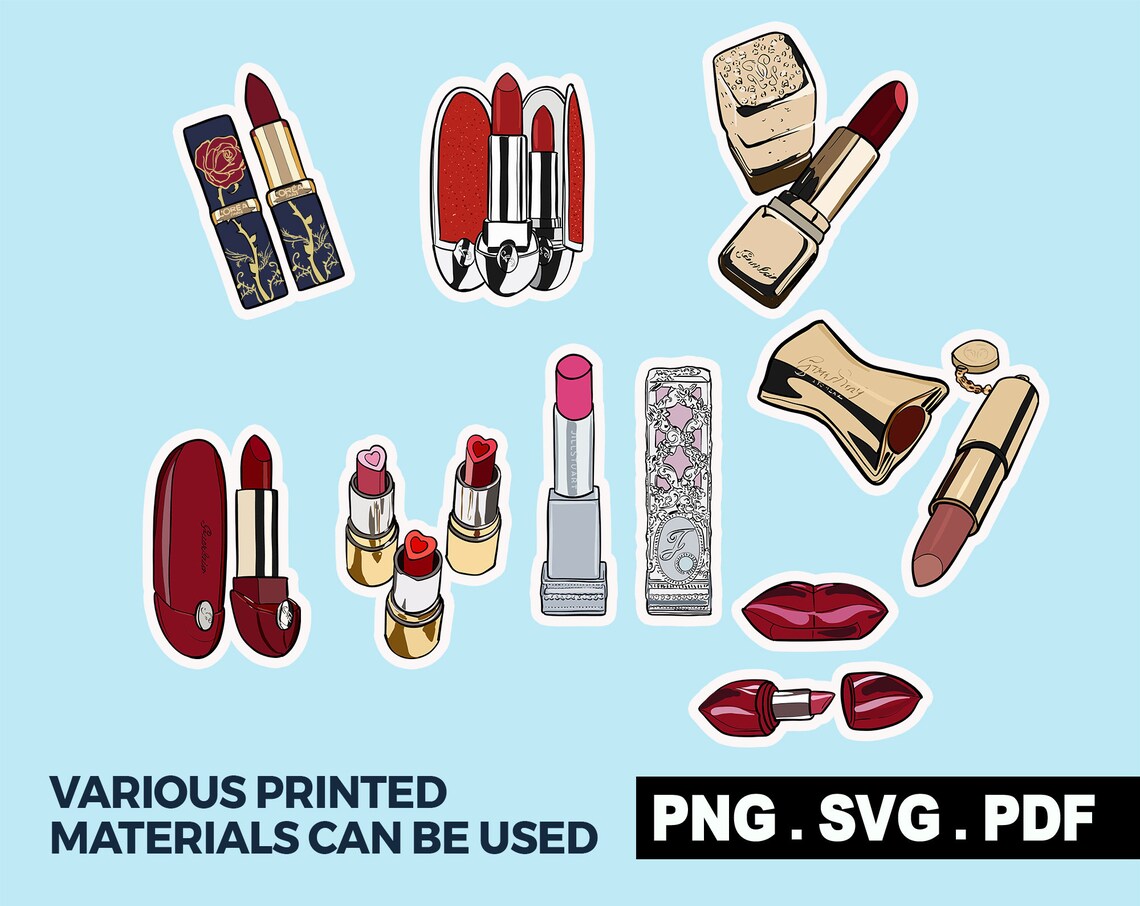 Lipstick Designs SVG PNG PDF Clipart Personal and - Etsy