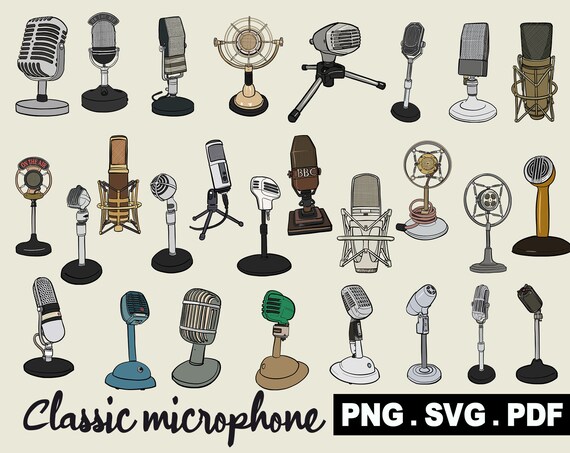 Classic Vintage Microphone Designs SVG PNG PDF Clipart - Etsy