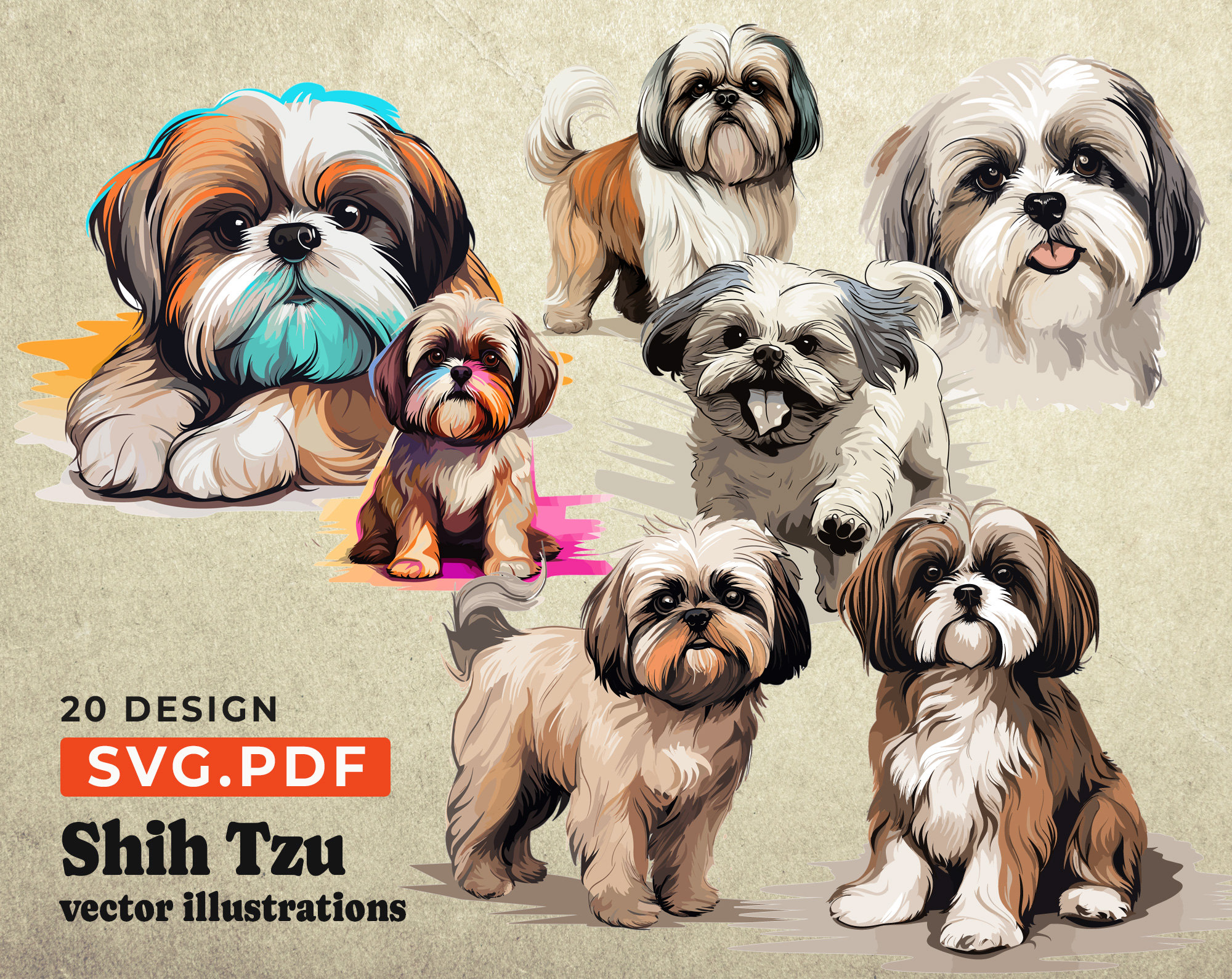 Shih Tzu Clipart, Shih Tzu Svg, Shih Tzu Pdf, Tzu Tzu, Shih, Lion Dog ...