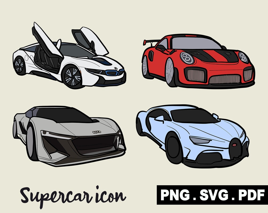 Super Car Designs SVG PNG PDF, Clipart, Personal and Commercial Use ...
