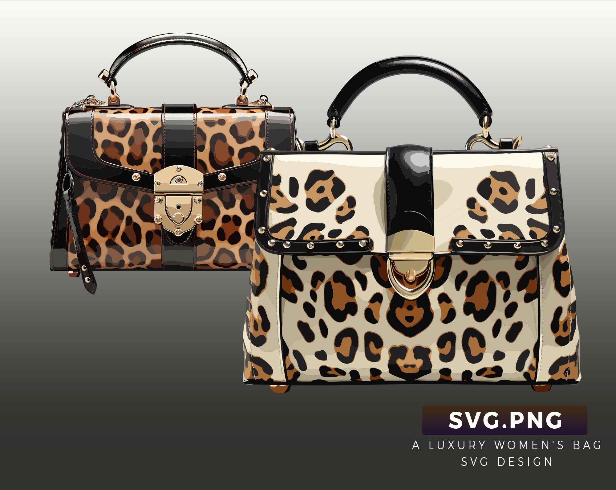 A Luxury Women's Bag Clipart, Leopard-print Bag SVG Design.digital ...