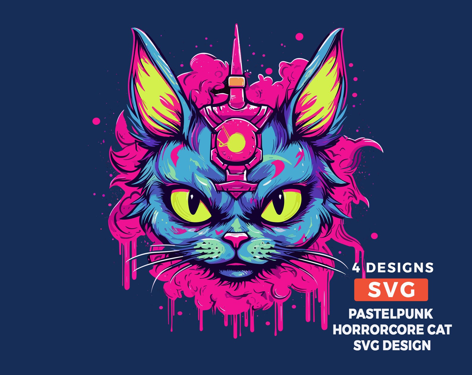 Pastelpunk Horrorcore Cat Svg Design, Cat SVG. Digital Print, Instant ...