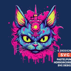 Pastelpunk Horrorcore Cat Svg Design, Cat SVG. Digital Print, Instant ...