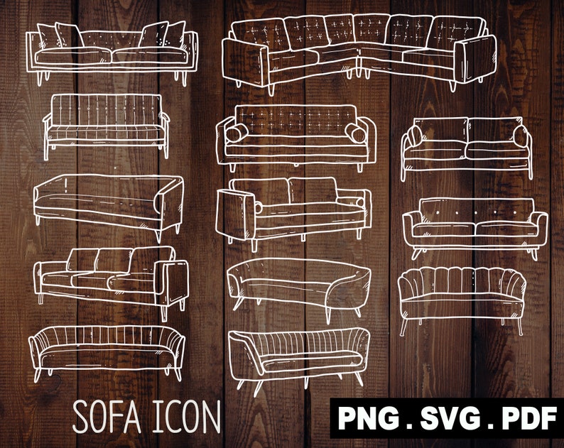Sofa Designs SVG PNG PDF Clipart Personal and Commercial - Etsy