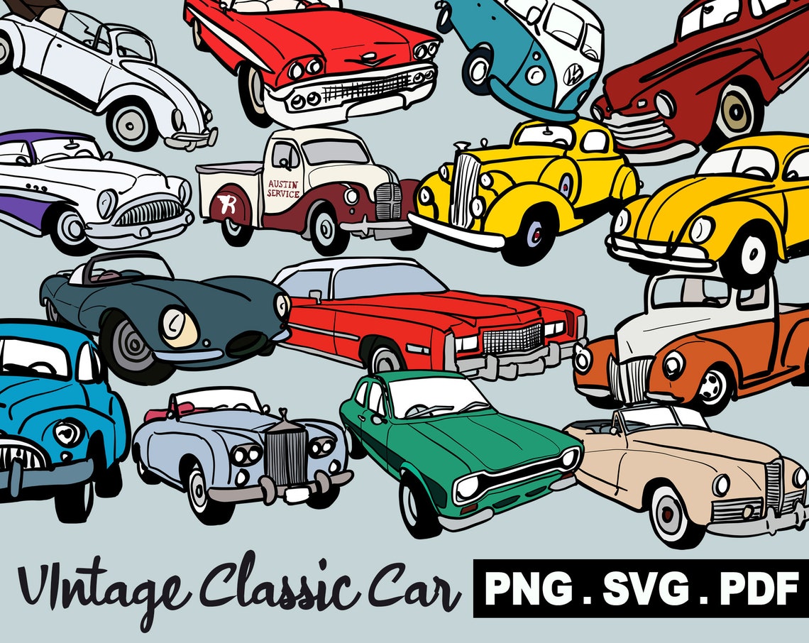 Vintage Classic Car Designs SVG PNG PDF, Clipart, Personal and ...