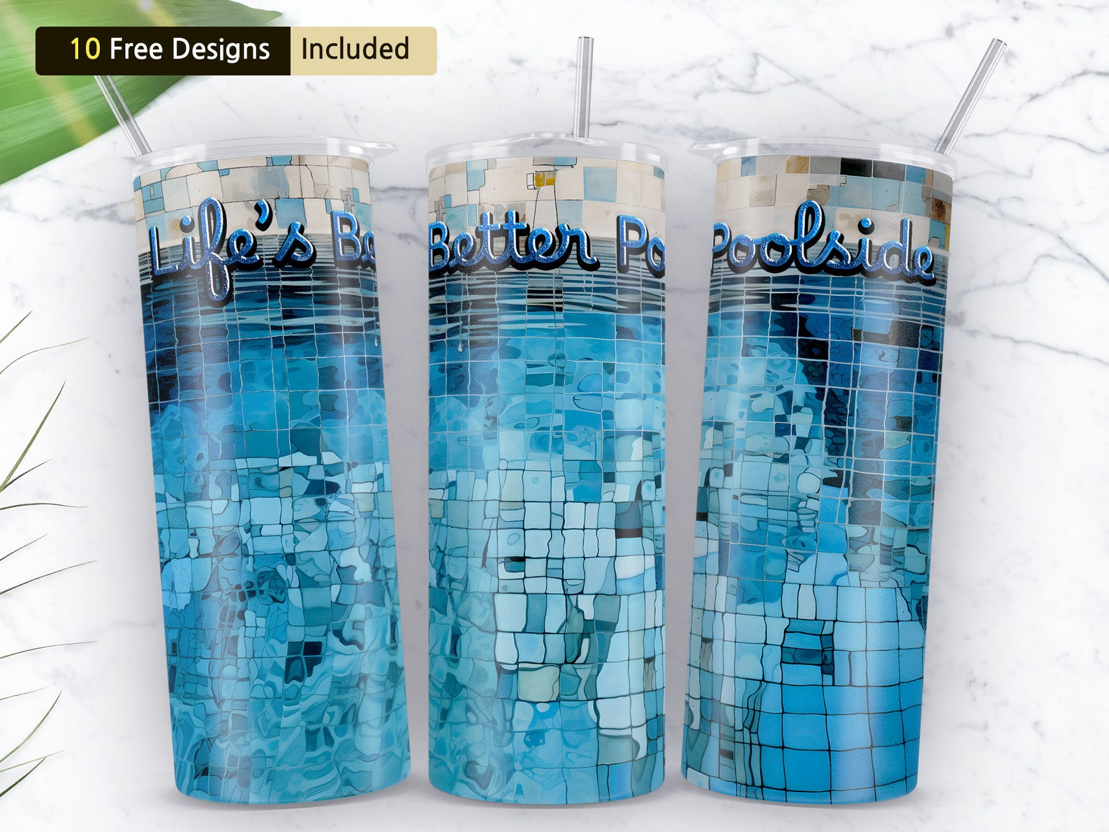 Tile in Swimming Pool 20 Oz Skinny Tumbler Sublimation Design, Instant ...