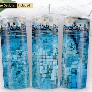Tile in Swimming Pool 20 Oz Skinny Tumbler Sublimation Design, Instant ...