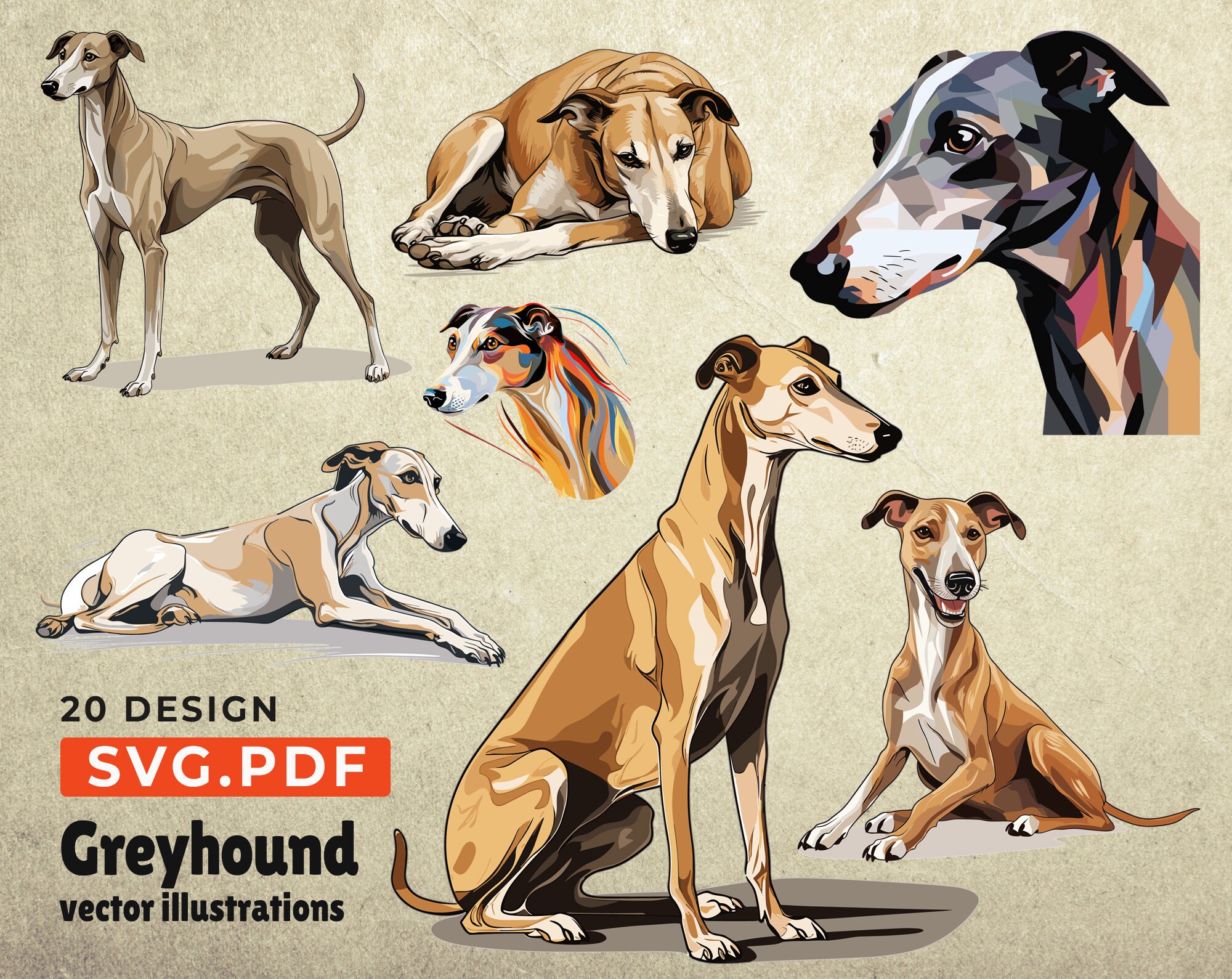 Greyhound Clipart Greyhound Svg Greyhound Pdf Grey - Etsy