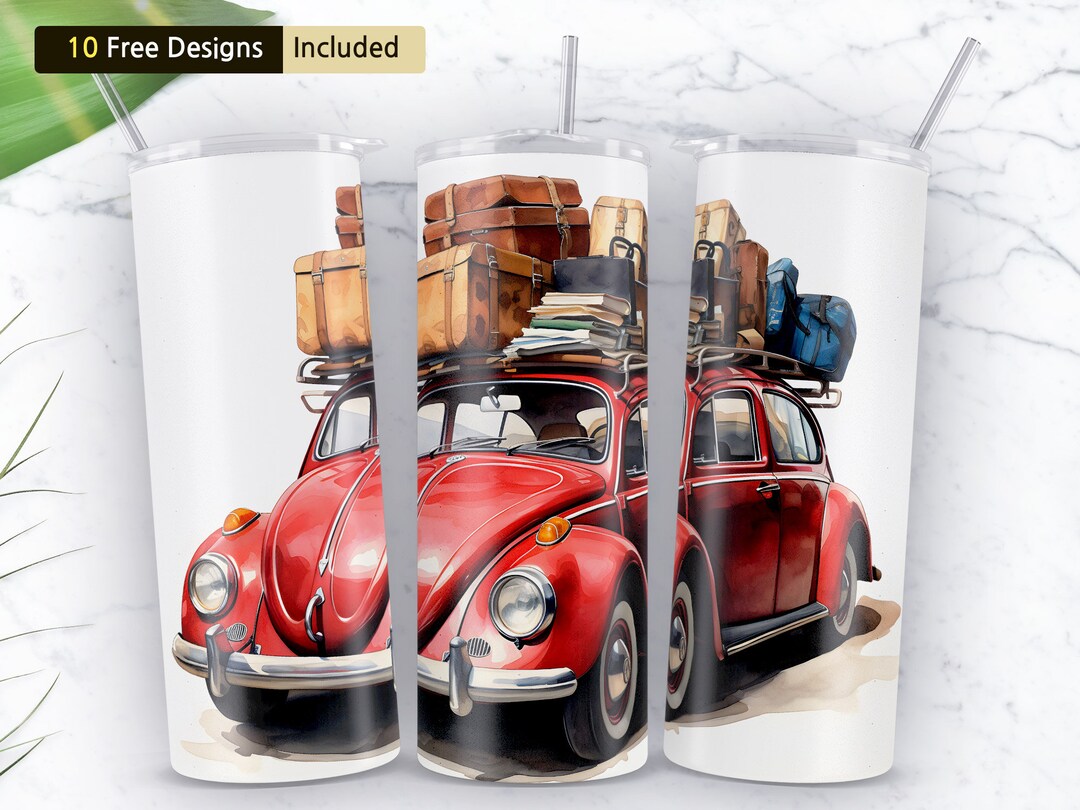 Travel Vw Beetle 20 Oz Skinny Tumbler Sublimation Design Instant Digital Download Png Tumbler
