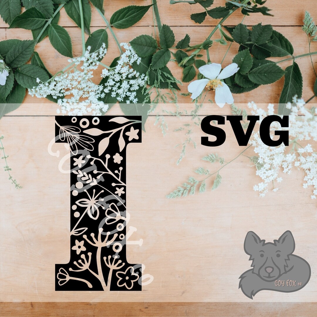 Floral Alphabet Monogram Letter I Svg SVG Clip Art Vector Artwork Dxf ...