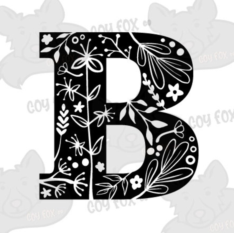 Floral Alphabet Monogram Letter B Svg SVG Clip Art - Etsy