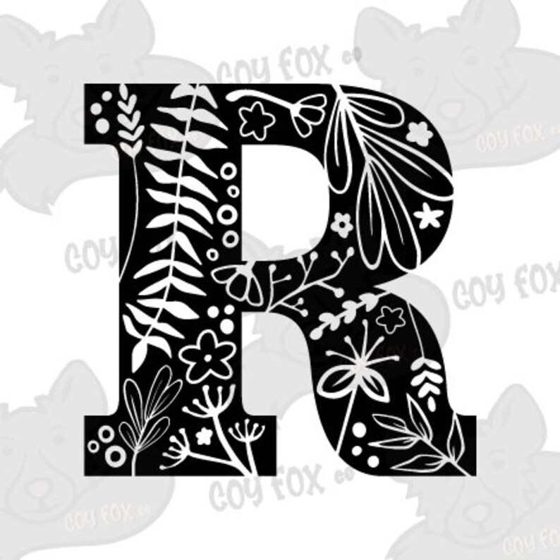 Floral Alphabet Monogram Letter R Svg SVG Clip Art Vector Artwork Dxf ...