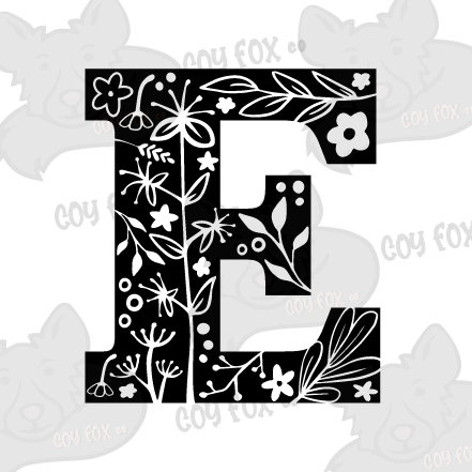 Floral Alphabet Monogram Letter E Svg SVG Clip Art Vector Artwork Dxf ...