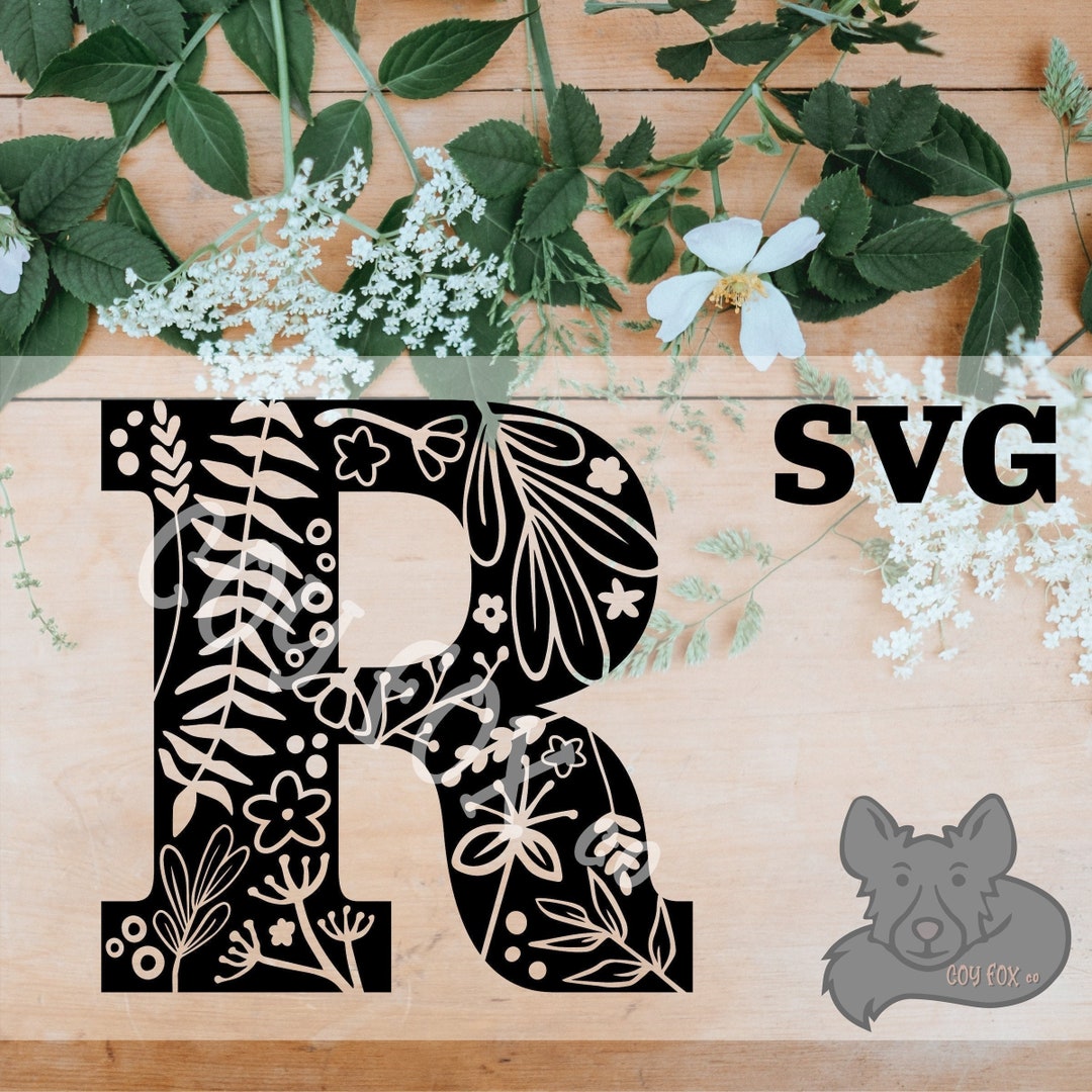 Floral Alphabet Monogram Letter R Svg SVG Clip Art Vector Artwork Dxf ...