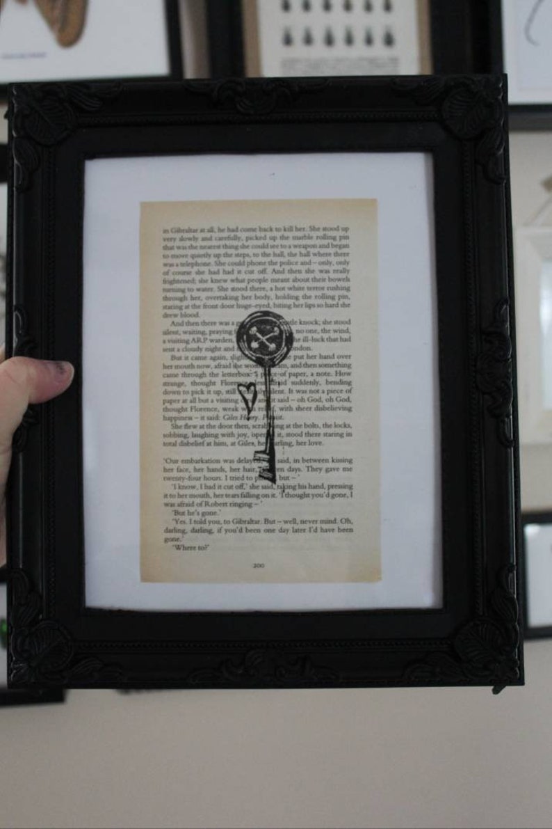 Hand Cut Lino Print of a Coraline Key on a Vintage Book Page / Home ...