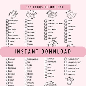 100 Foods Before One Printable - Etsy