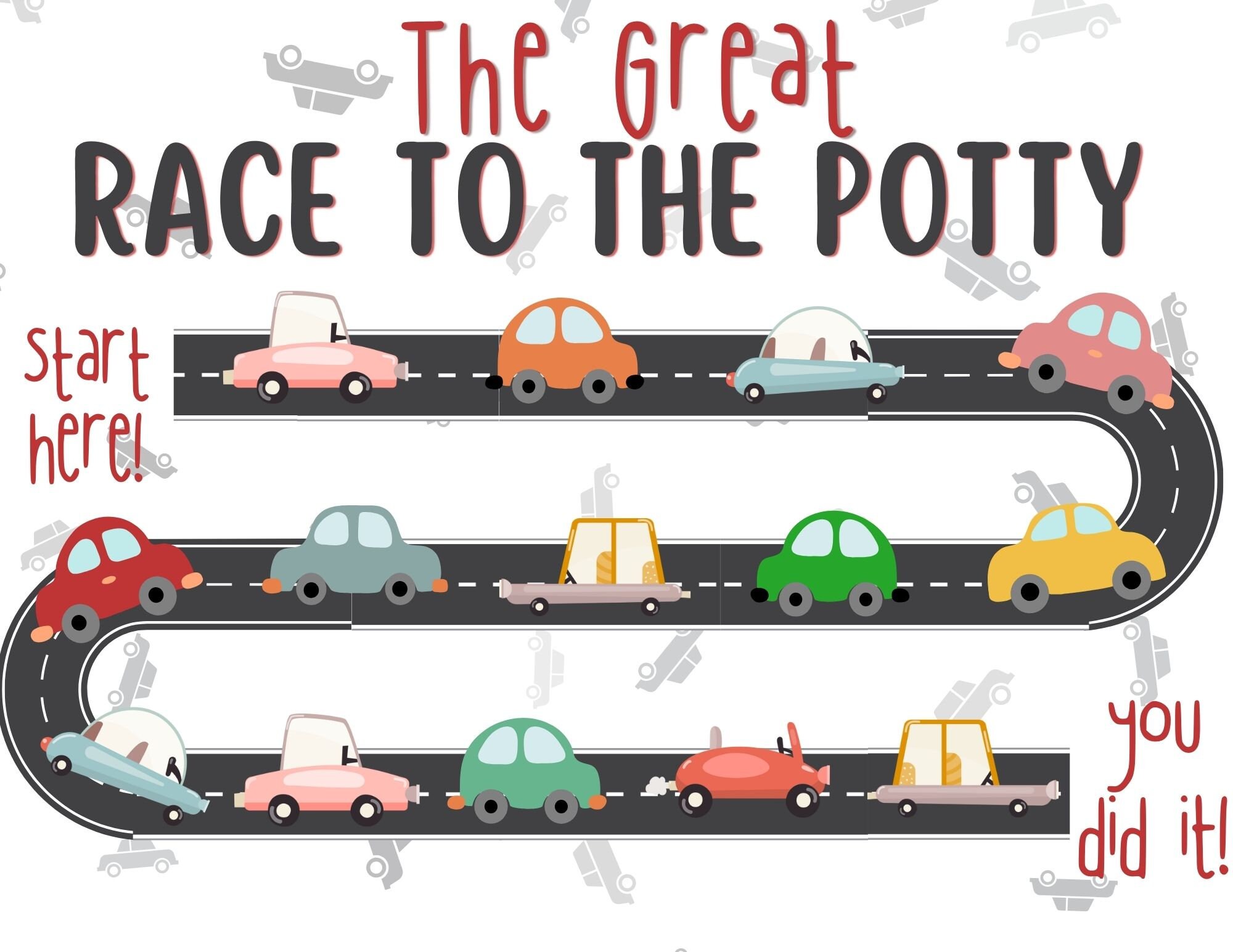 Race Car Potty Training Chart, Race Car Sticker Chart - Etsy