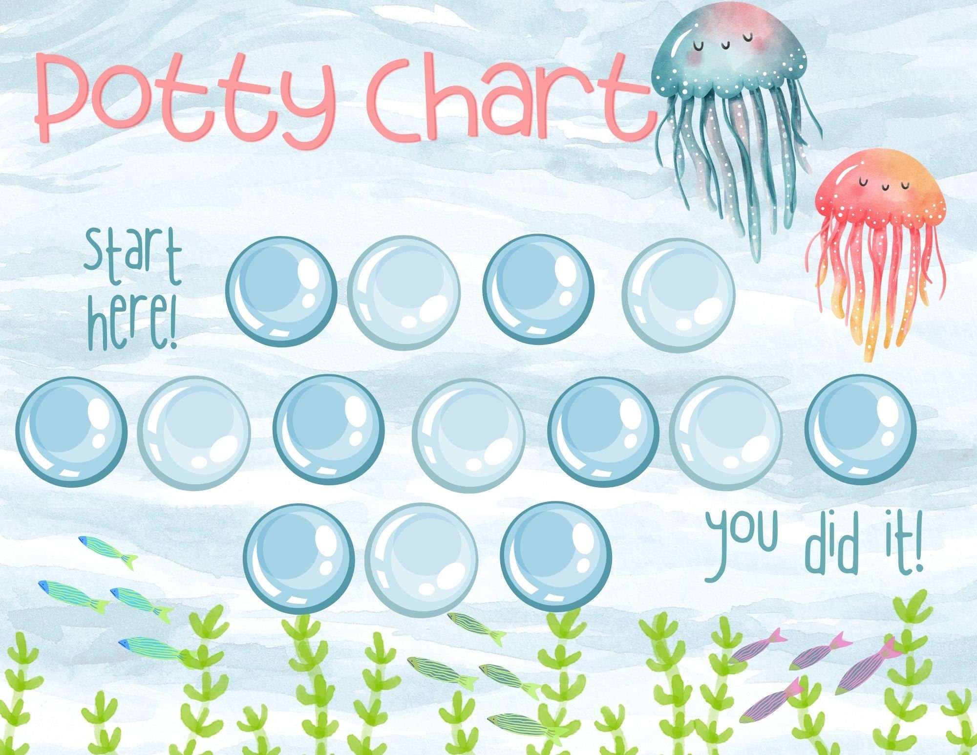 Ocean Potty Training Chart, Ocean Sticker Chart - Etsy