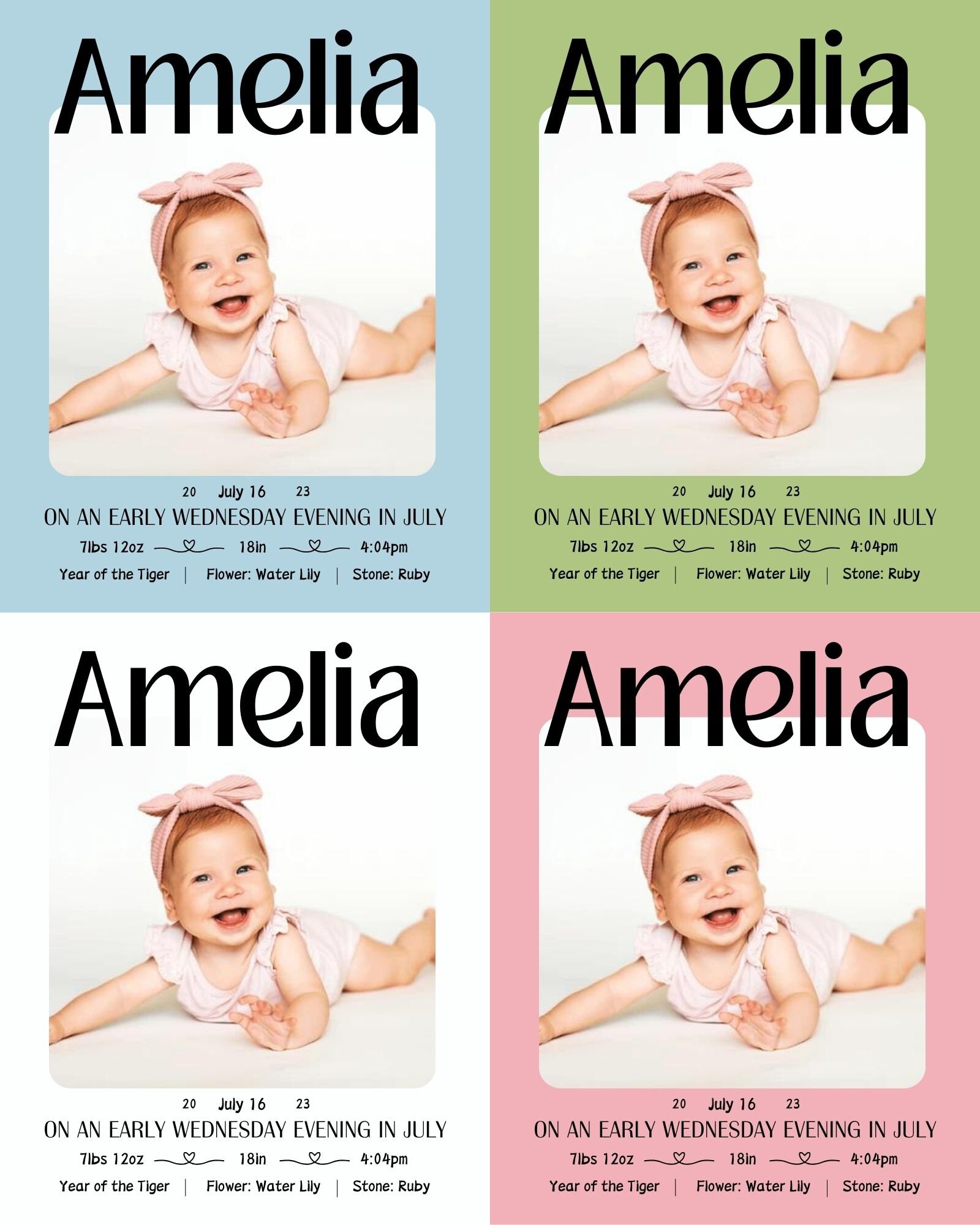 Custom Birth Stats Print With Photo, Birth Stat Poster, Birth Stat ...