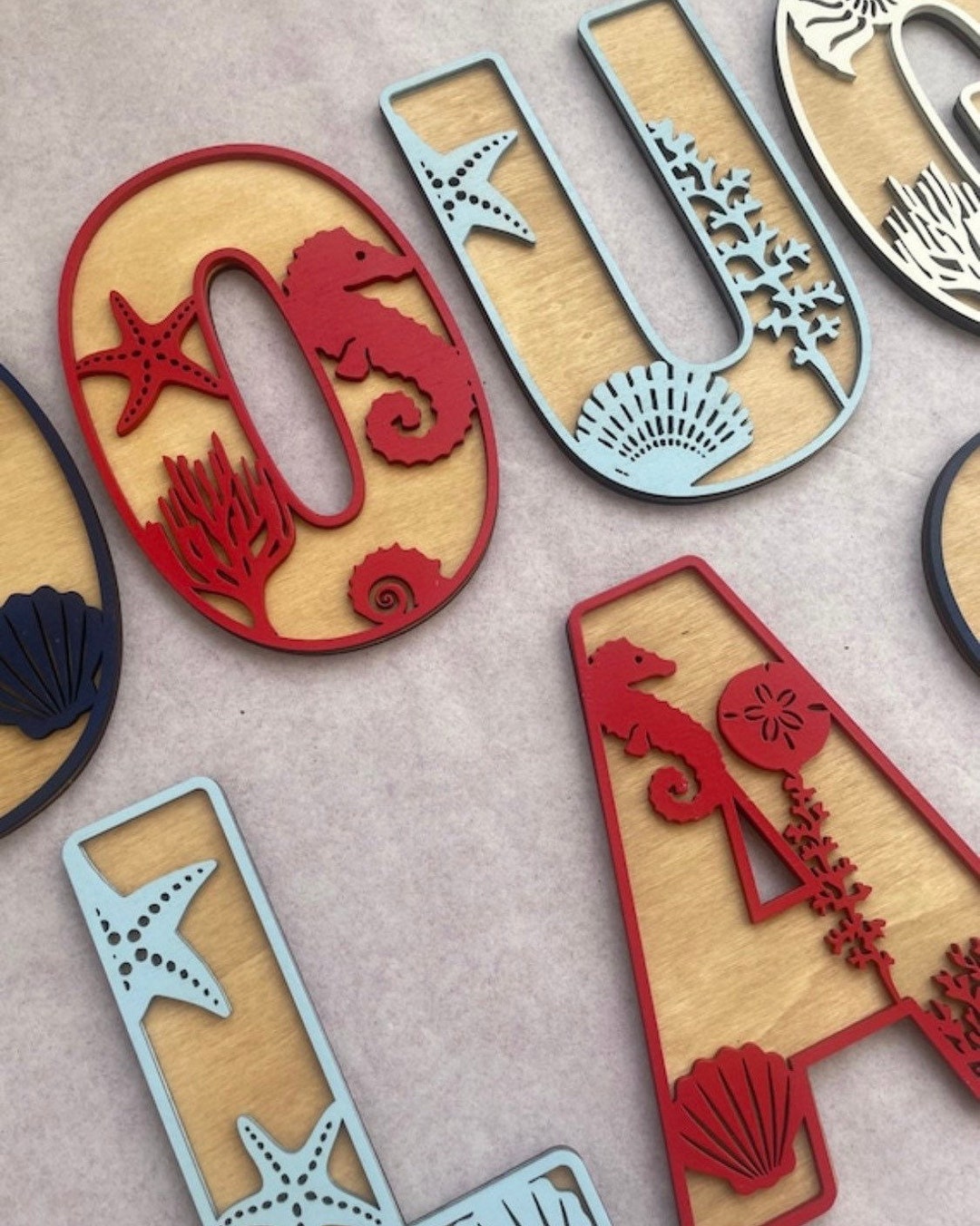 Under the Sea XL Name Sign 30cm Wall Decor Nursery Nautical Theme ...