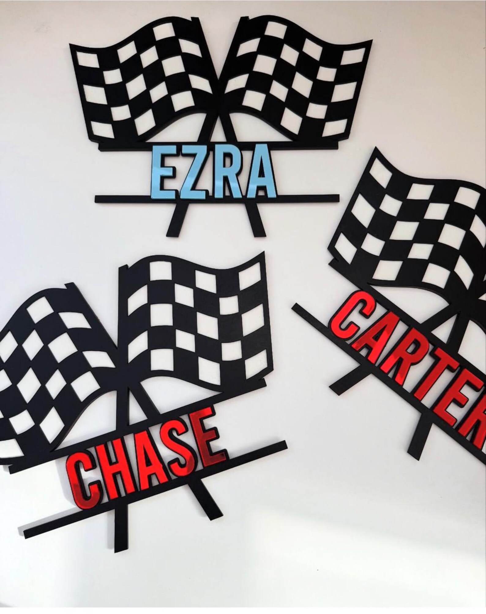 Personalized Wooden Checkered Flag With Name: Race Car Bedroom Decor - Etsy
