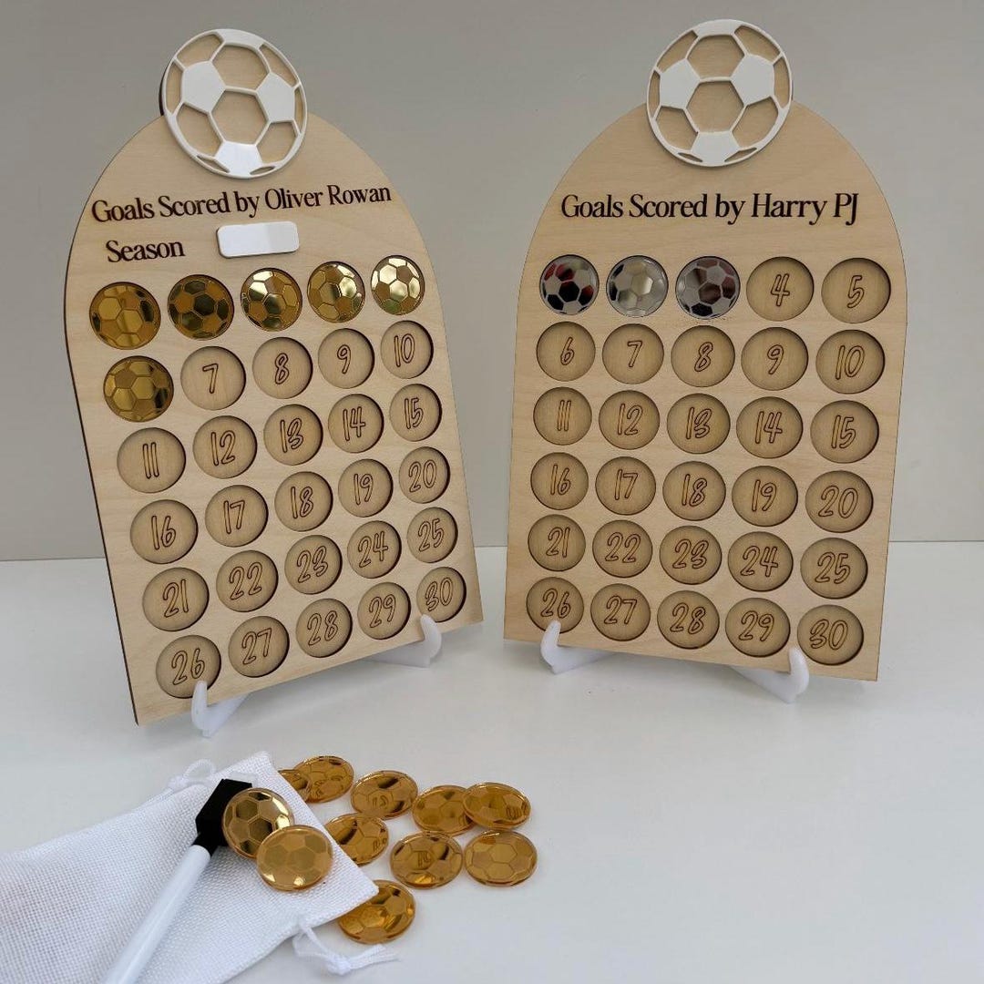 Personalised Football Goal Tracker | Custom Striker Gift | Goal Scorer ...
