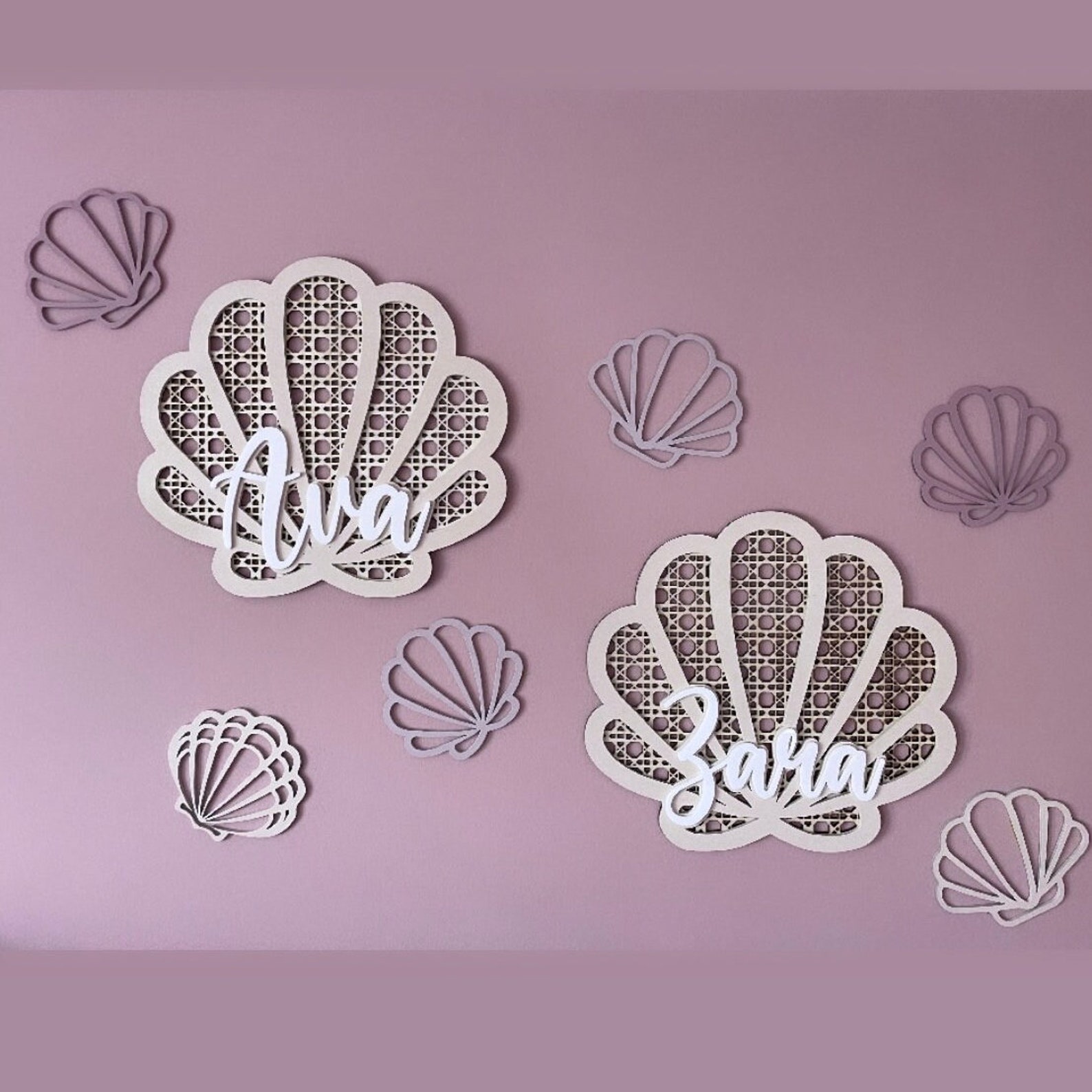 Laser Cut Wooden Seashell Wall Decor: Mermaid Nursery Shells, Set of 6 ...